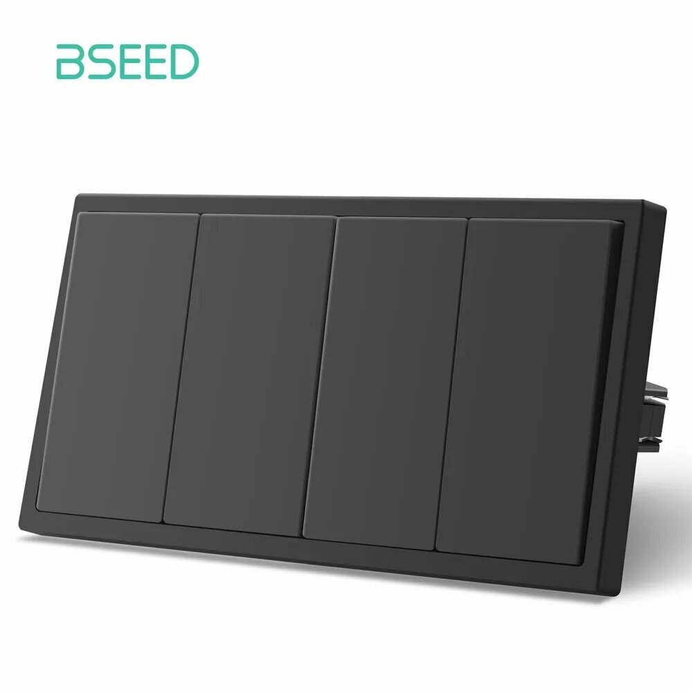 Настенный выключатель BSEED двухклавишный матовый, 2 клавиши, 10А 250В, PC рамка черный, 150 мм