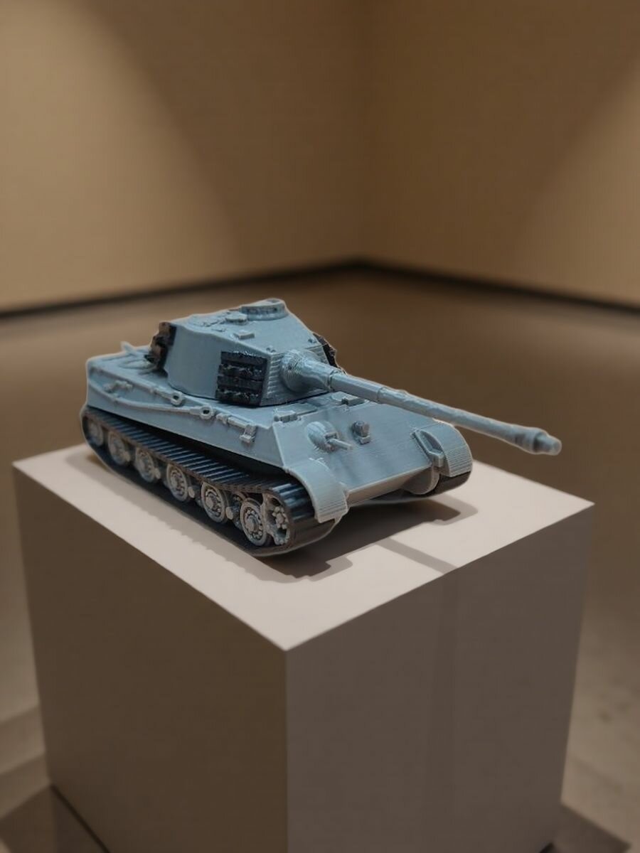 Танк Королевский Тигр с вращающейся башней, 3D печать, серый