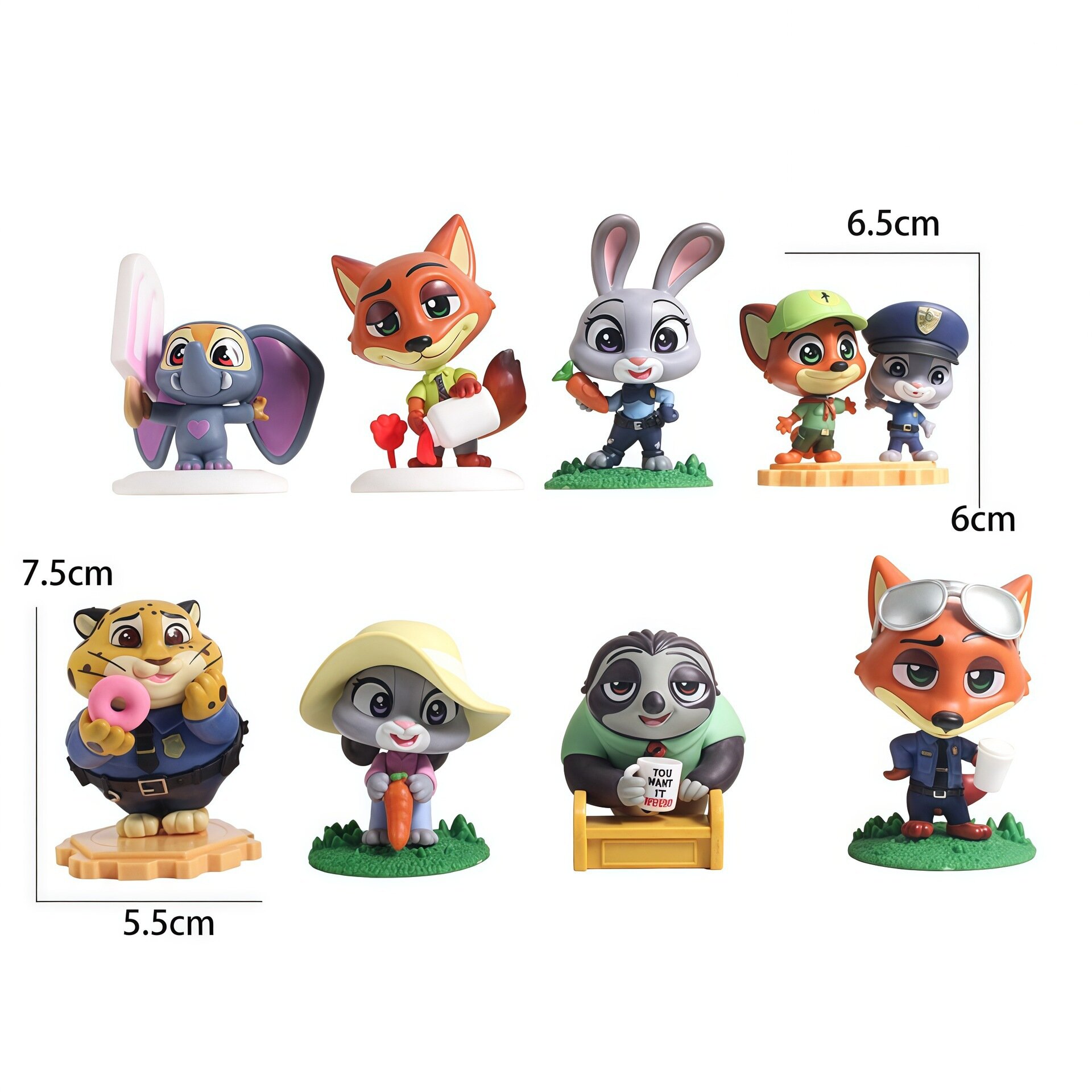 8 новых Q версии Сумасшедший город животных Слепая коробка Лис Ник Джуди Декор стола Подарок Сумасшедший город животных 2 Товары