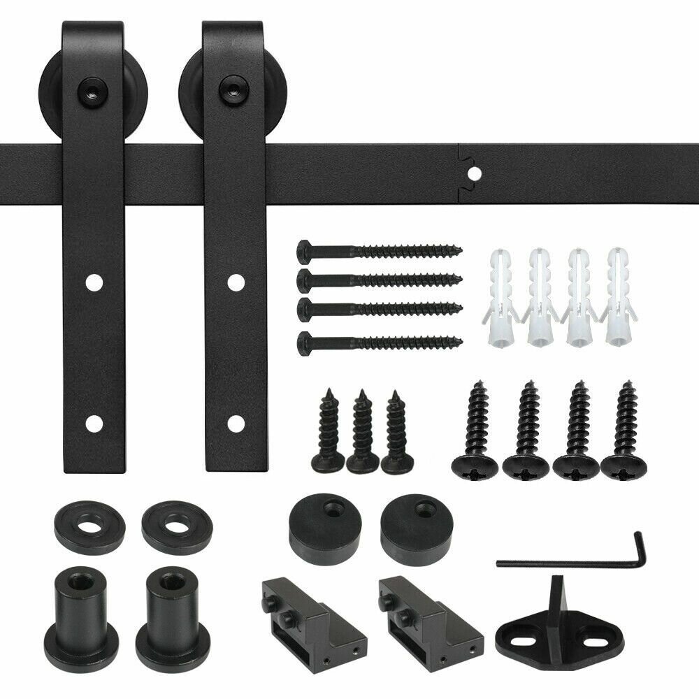 Раздвижная система-90cm Комплект фурнитуры дверь J-образный трек с подвесом, Амбарный механизм для подвесной двери с нижним фиксатором в стиле LOFT