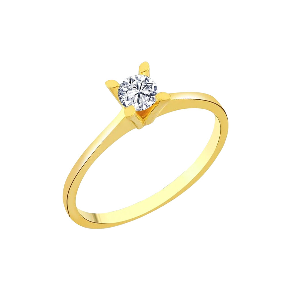 кольцо из желтого золота, с бриллиантом