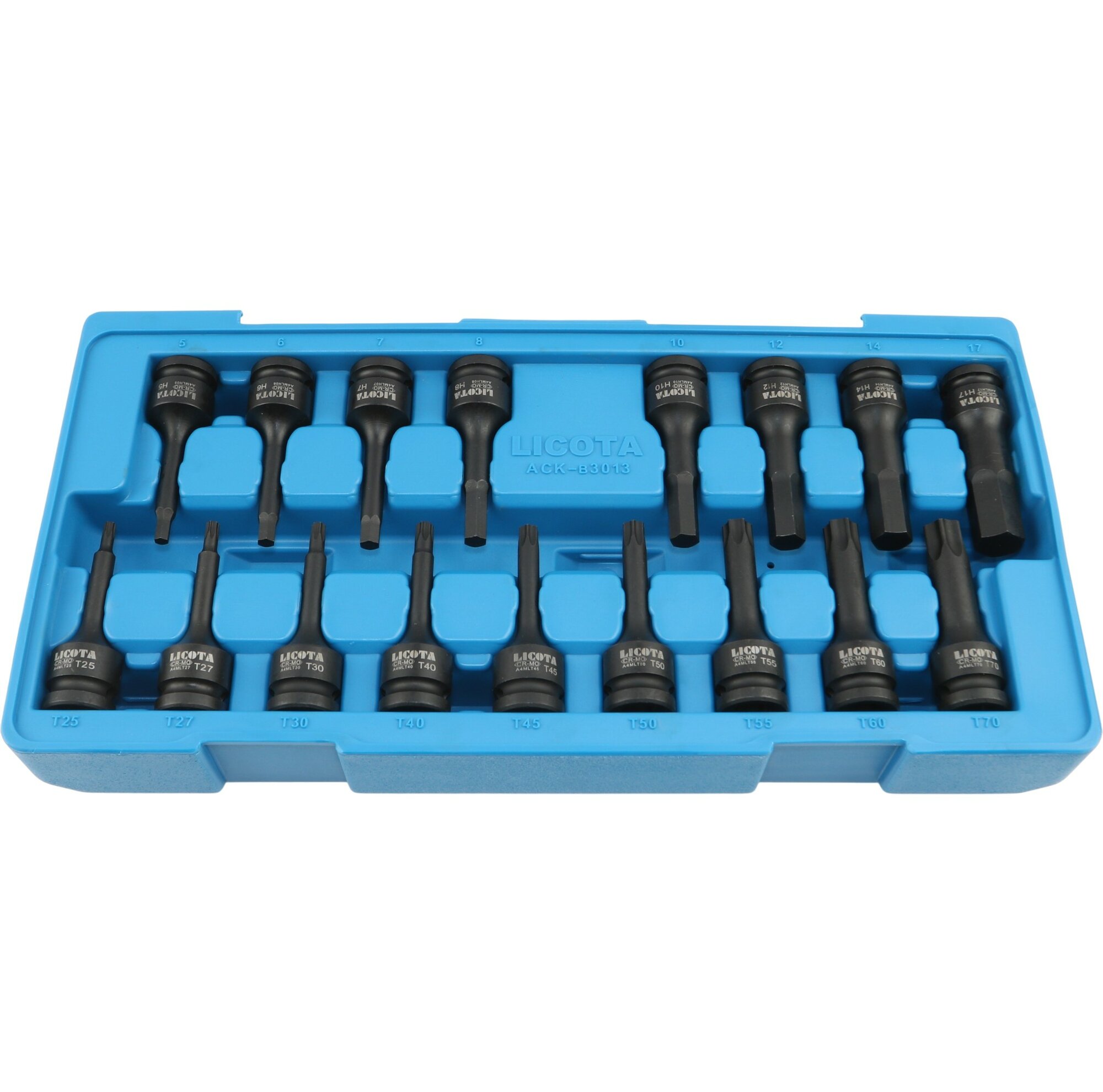 Licota ACK-B3013 Набор ударных головок 1/2": 6 гр, торкс, 17 пр, в ложементе-кейсе