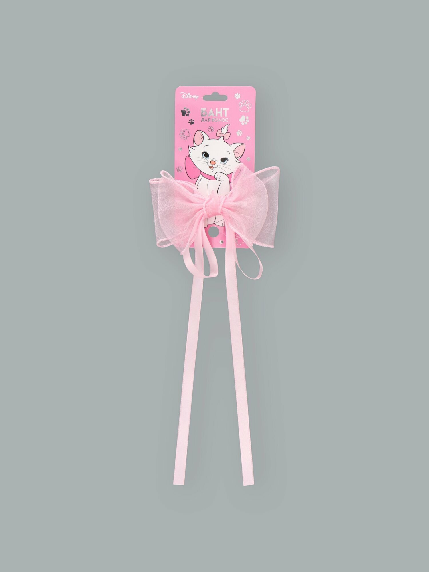 Бант для волос на заколке с лентами, розовый, Кошечка Мари