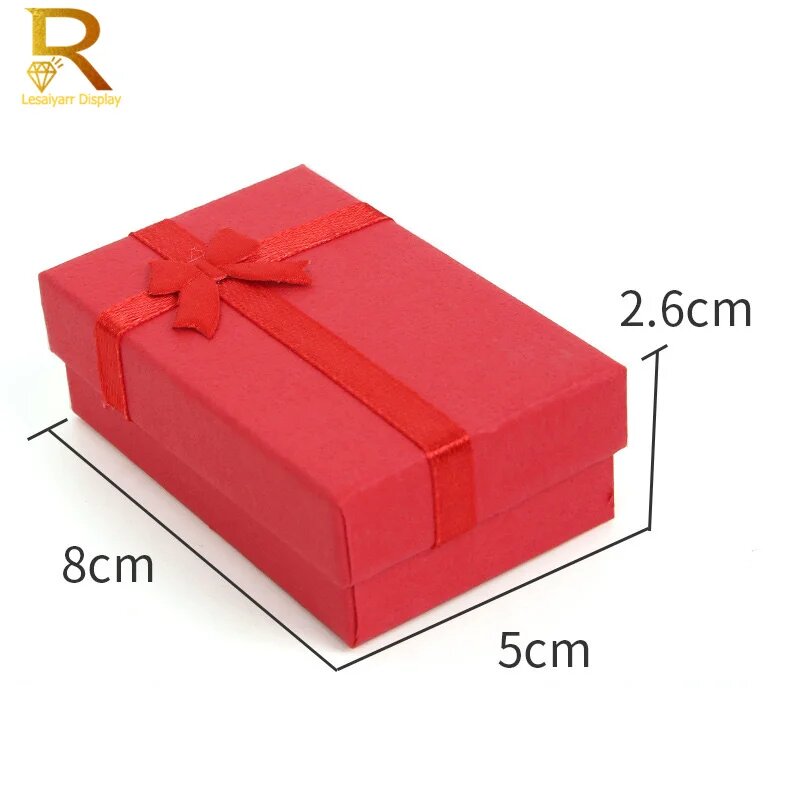 Красные прямоугольные коробки для колец 5*8*2.6 см, 24шт