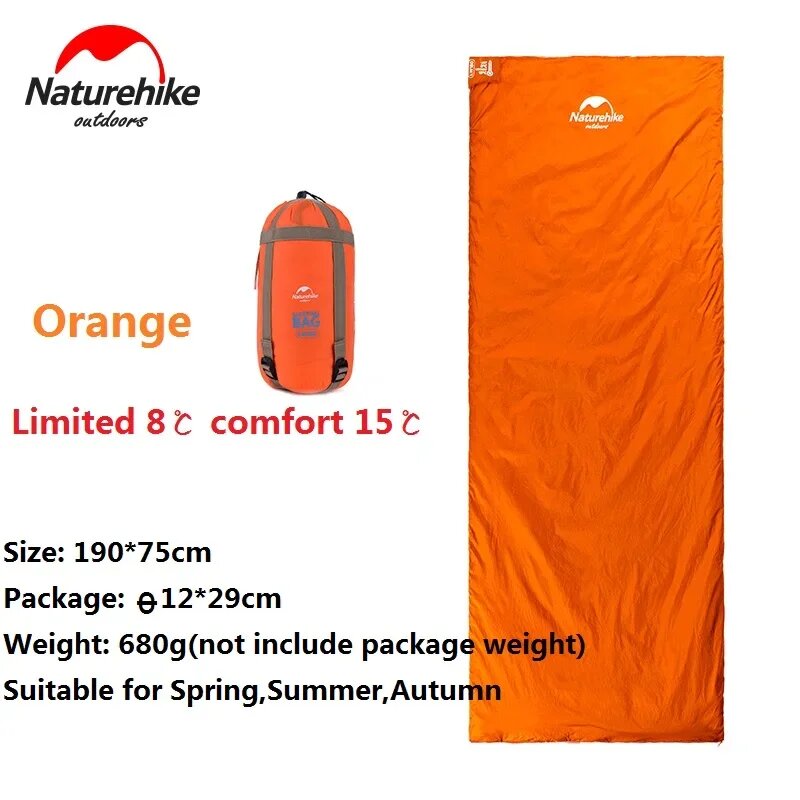 Naturehike LW180 спальный мешок-конверт для взрослых Оранжевый, Orange M