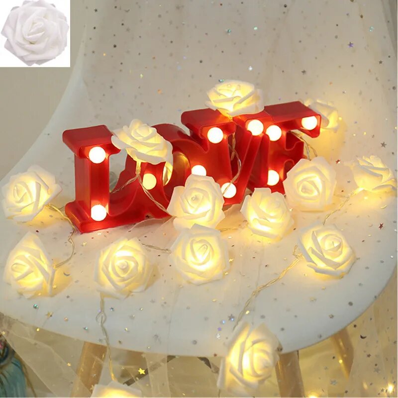 Гирлянда из искусственных роз RUSNAK 3М 20LED White Rose