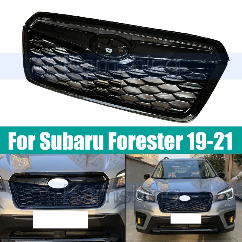 Глянцевая черная решетка переднего бампера для Subaru Forester 2019-2021, спортивная решетка в стиле STI, модифицированная