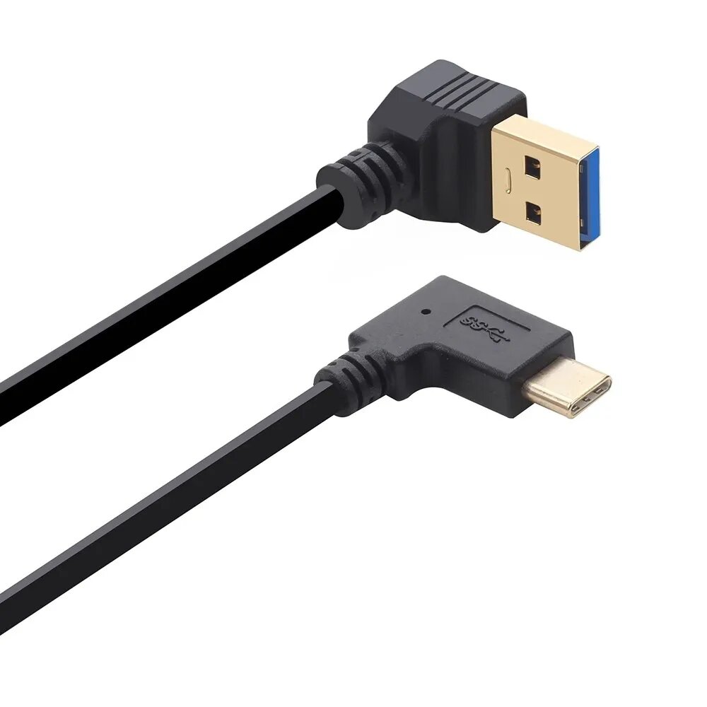 USB 3.0 А на Type-C удлинительный кабель 90 градусов