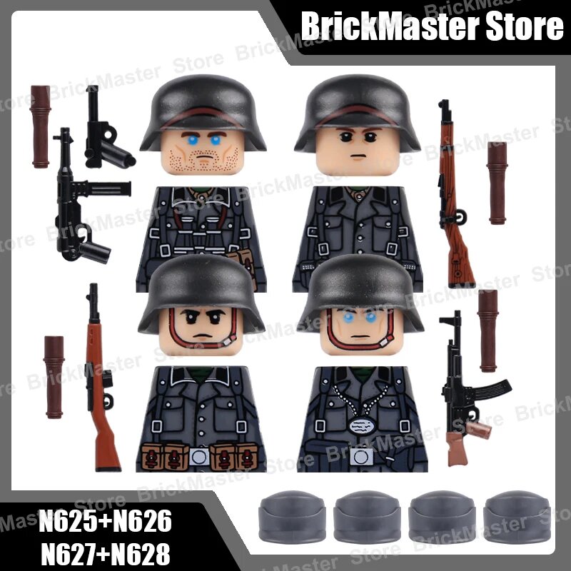 BRICKPANDA Военные фигурки солдата из пластика Черный, N625-N628