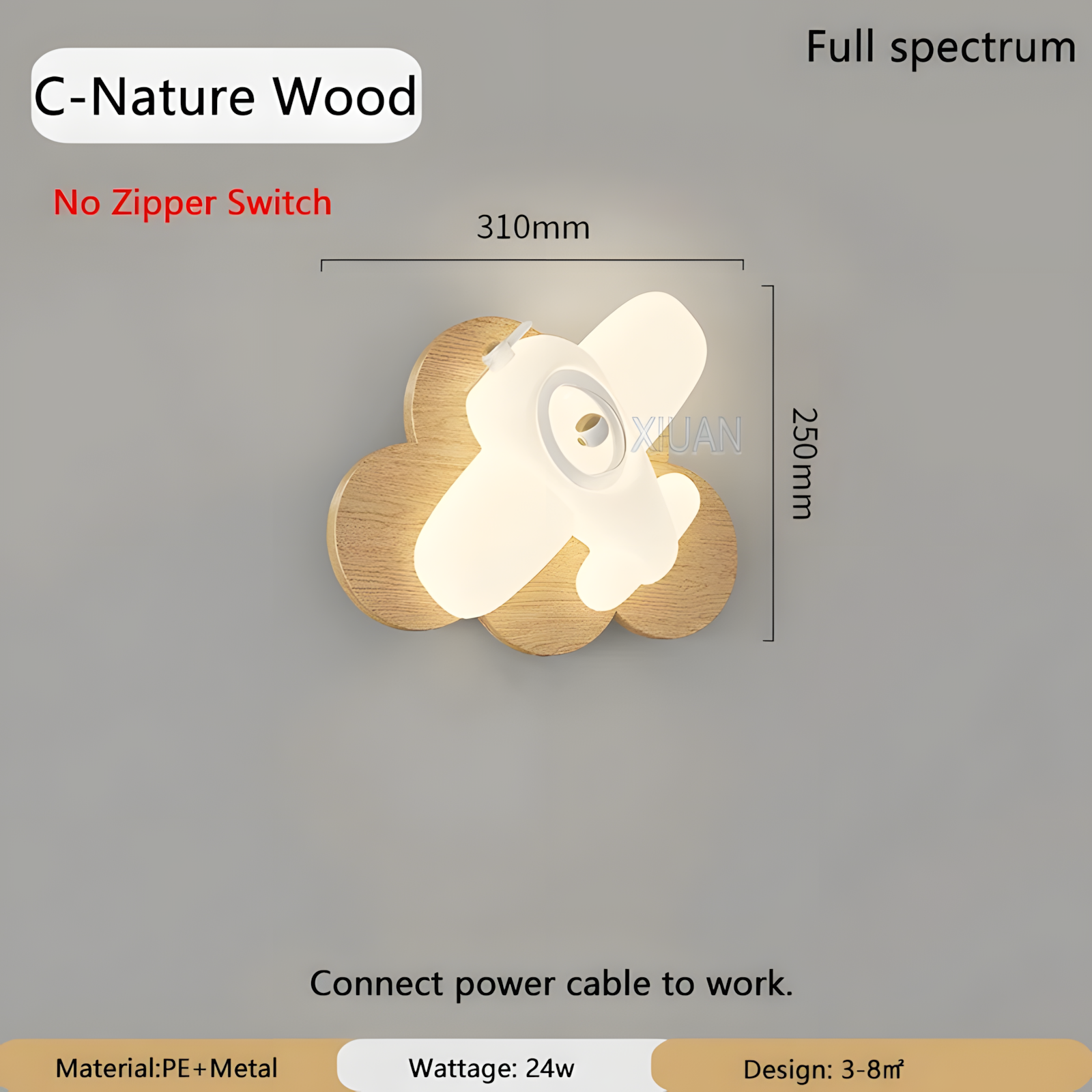 Настенная лампа XIUAN в виде самолета из массива ореха, Remote Control, 3 Color Temperature, Wood C No Switch