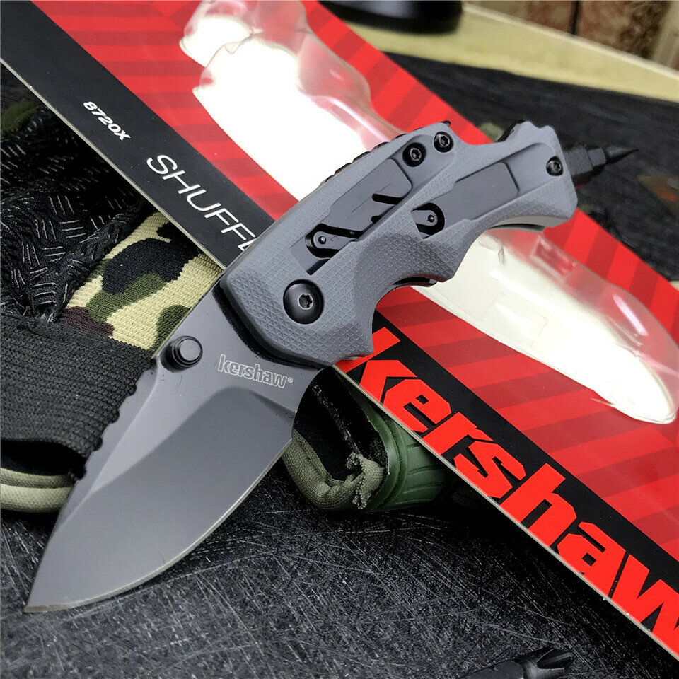 Складной нож Kershaw 8720 Shuffle Pocket, компактный тактический нож EDC для выживания, охоты и самообороны, с откидным механизмом Flipper Zero.