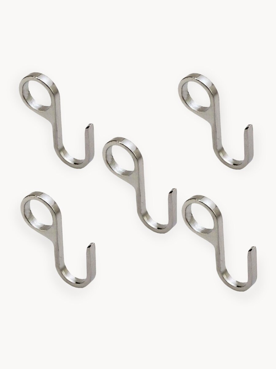 Крючки настенные на рейлинг D16 несъёмные - комплект 5шт, цвет хром