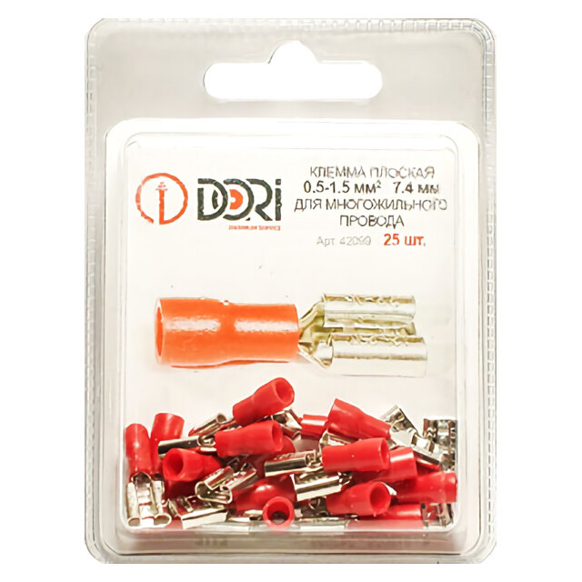 Клемма плоская изолированная гнездо 0,5-1,5 мм², 25 шт электротехнический элемент