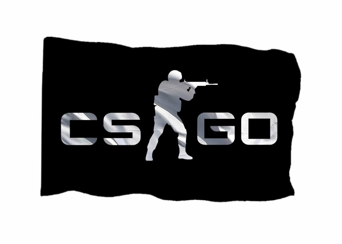 Флаг Контр Страйк Counter Strike CS GO чёрный 70х105 см на шёлке для ручного древка