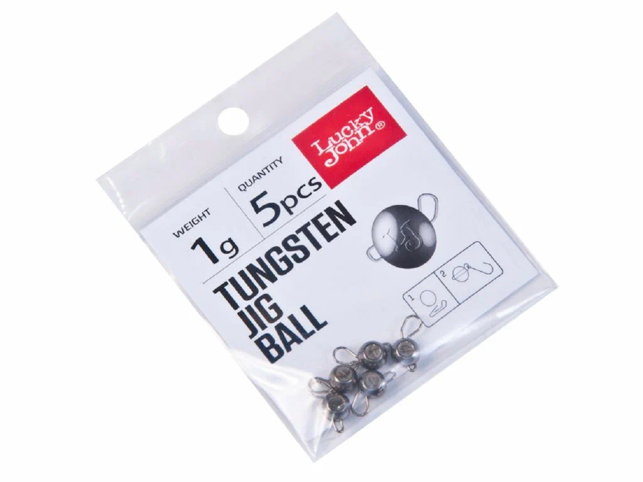 Груз-чебурашка разборный вольфрамовый Lucky John Pro Series Tungsten Jig Ball 1 г 5 шт.