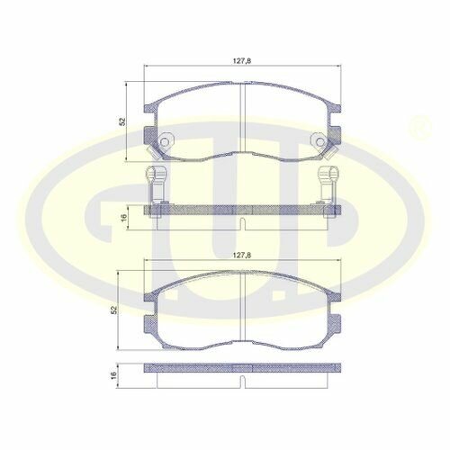 Комплект тормозных колодок G.U.D GBP046002 для Chrysler Sebring; Hyundai Santamo; Mitsubishi Colt III, IV, Eclipse I