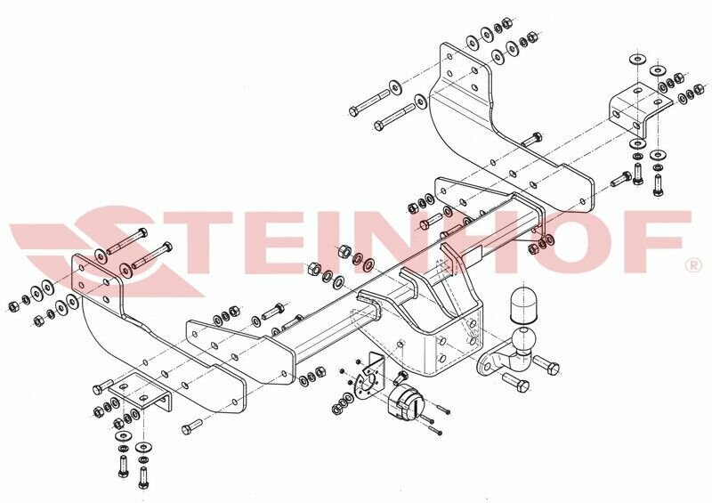 Фаркоп на Ford Transit фургон, микроавтобус 2014- без снятия и подрезки бампера (паспорт и сертификат в комплекте)(без электрики) Steinhof. F-304