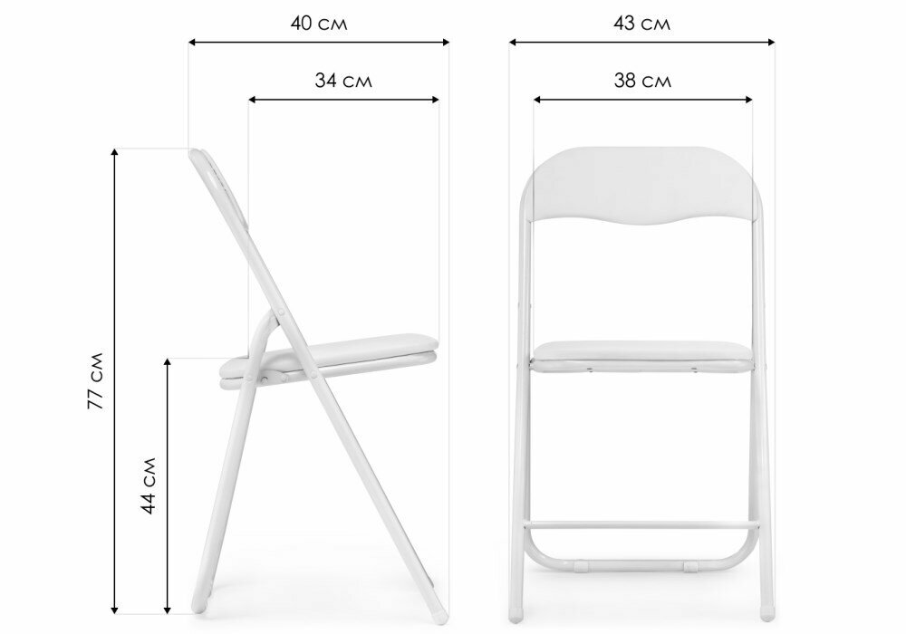 Стул на металлокаркасе Woodville Стул на металлокаркасе Fold 1 складной white / chrome - комплект из 6 шт — фото 1