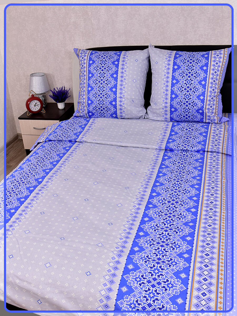 Постельное белье Шуйская бязь Крестики синие 8334-2 2 спальное