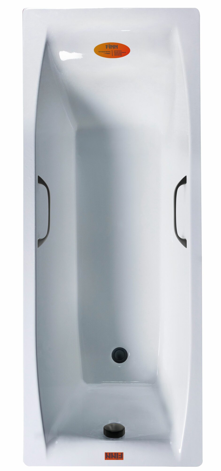 Чугунная ванна Finn Kvadro Deep 170x70x44 с квадратными черными ручками