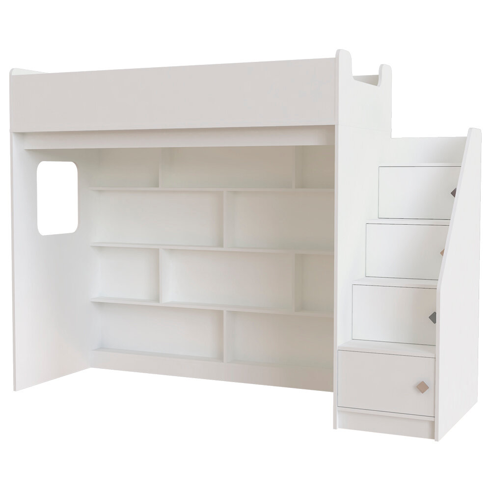 Кровать чердак Л-C602.3 75x175 Белый Белый