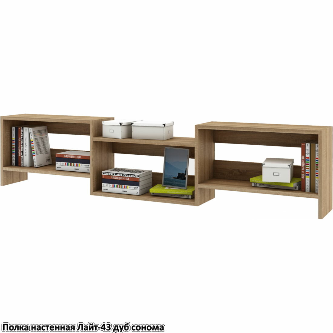Полка Лайт-43-Дуб сонома, ЛДСП, МФ Владимир VMF, 161,8х35,2х20 см.