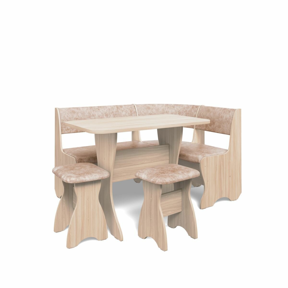 Кухонный уголок "тюльпан" столешница "Термопластик" Ясень/Велюр Латте (Бител)