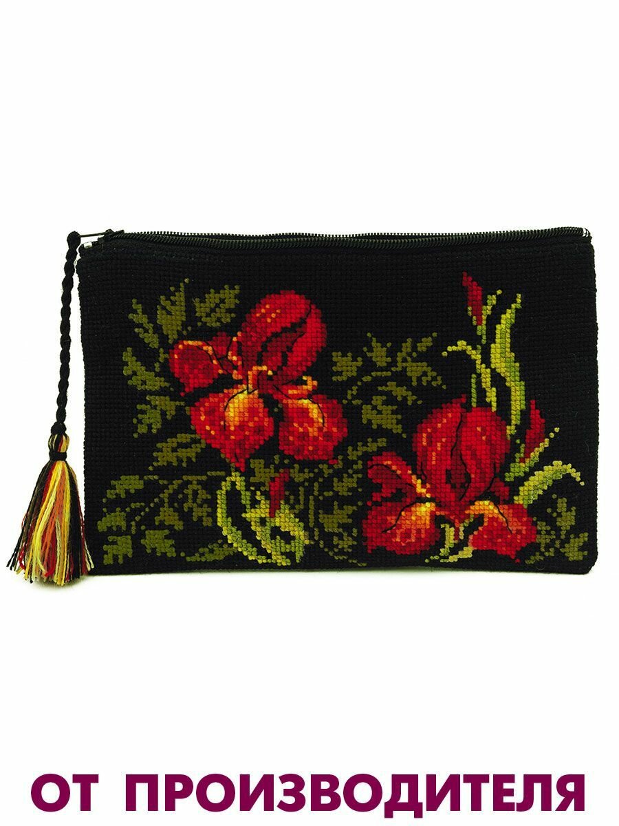 Набор для вышивания крестом Риолис, вышивка крестиком косметичка "Ирисы", 20*30 см, 1679АС