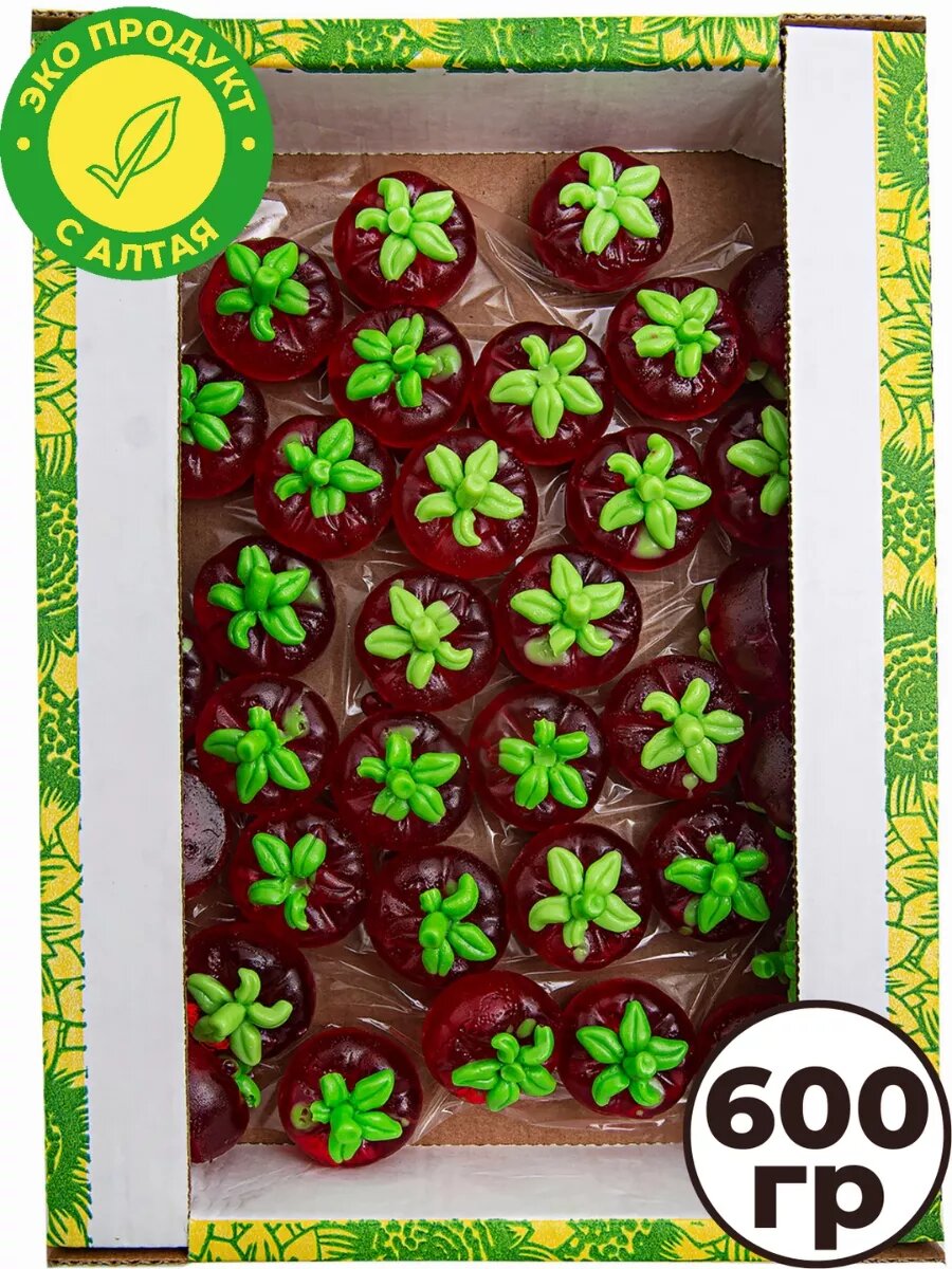 Жевательный мармелад интересной формы Помидорки, в коробке 600 грамм