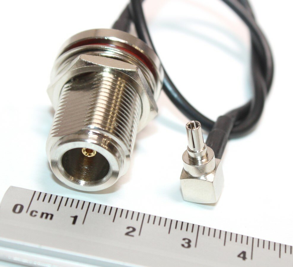 Переходник антенный (пигтейл) для модемов CRC9(M) - N(F) , с гайкой, 250мм