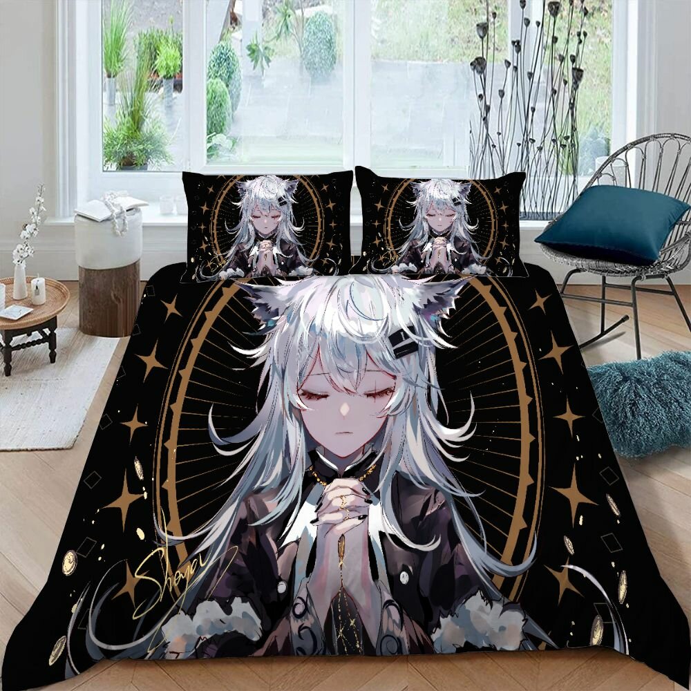 Постельное белье 1,5 спальное / 2-х , Пододеяльник, Аниме девушка