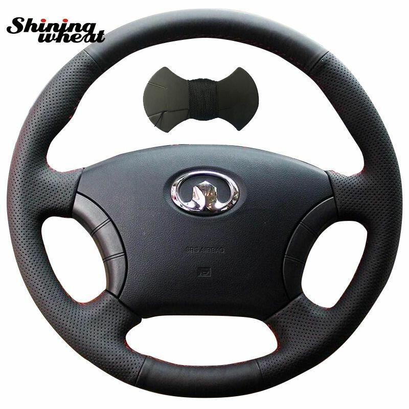 Оплетка на руль Great Wall Haval Hover H3 H5 Wingle 3 Wingle 5, ручная прошивка, текстурная экокожа, черная нить