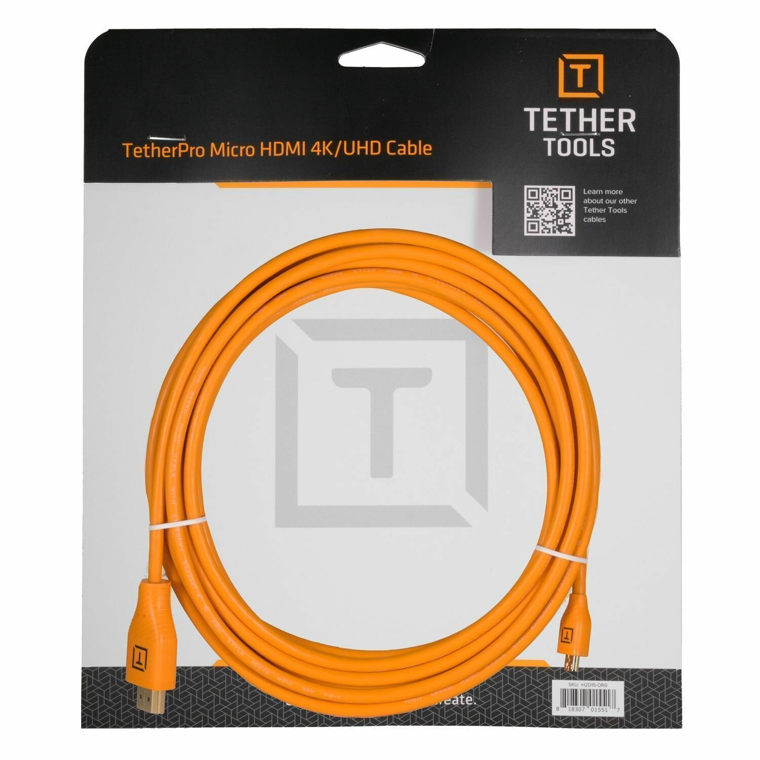 Кабель Tether Tools TetherPro HDMI Micro to HDMI 4.6m Orange [H2D15-ORG]