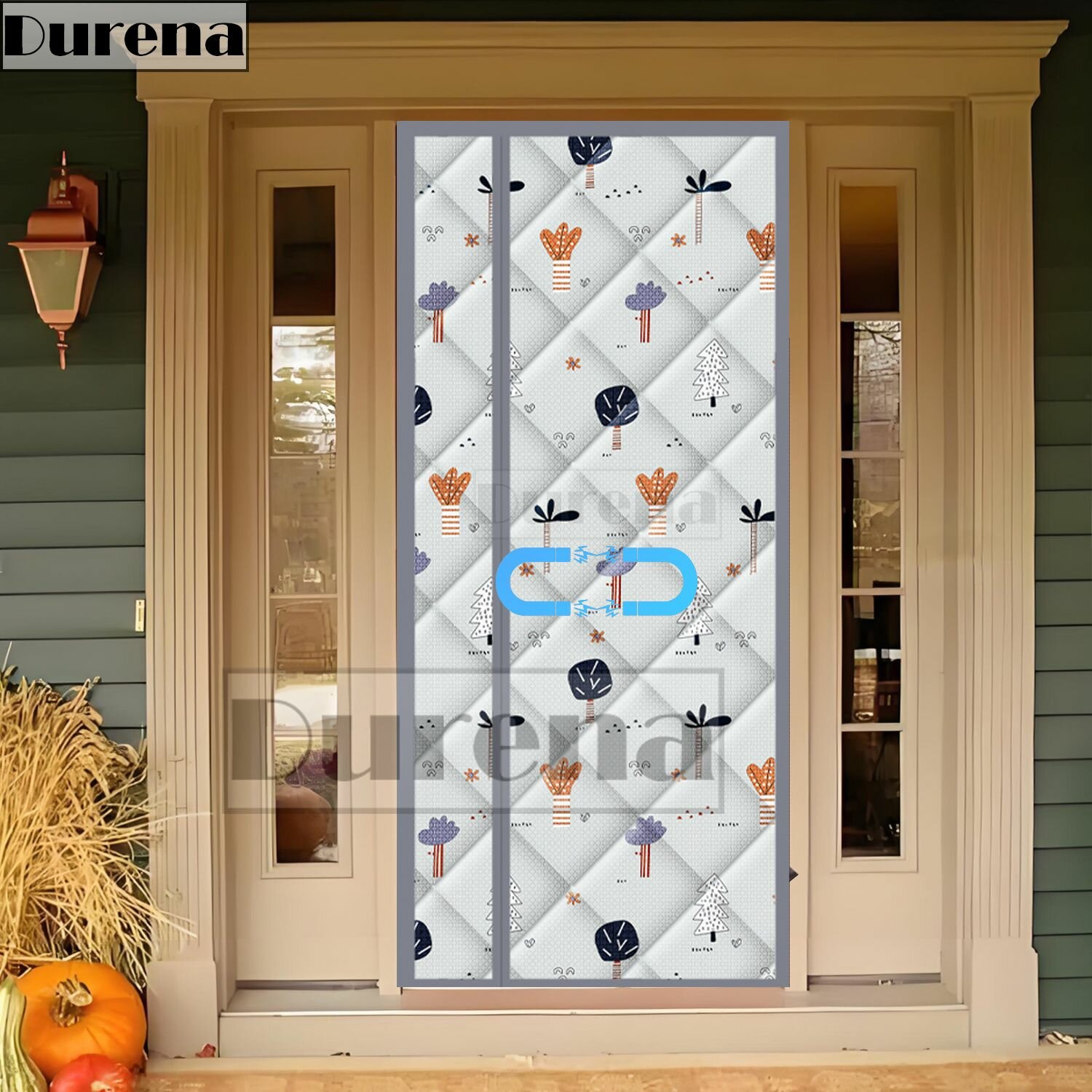 Дверное полотно с магнитной изоляцией, подходит для дверей размером 100 x 210 см, обивка из улучшенной ткани Оксфорд и утолщенного хлопка, зима/серый