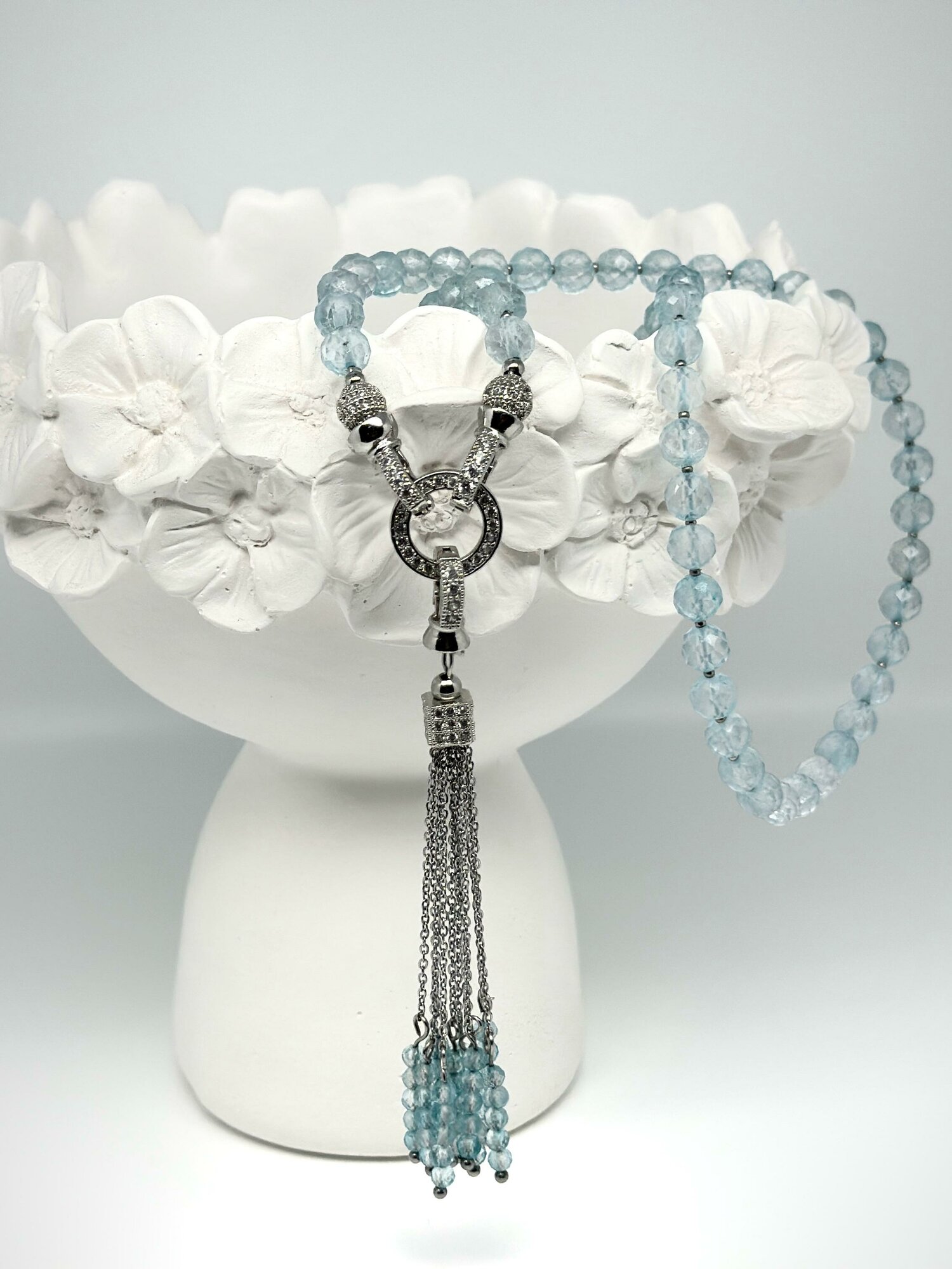 Колье, фианит, топаз