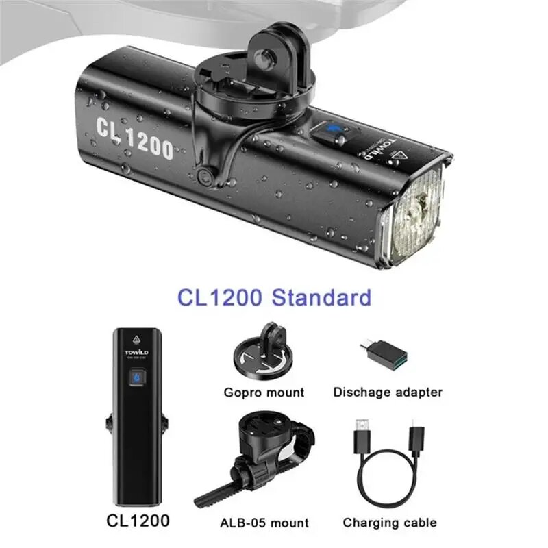 Умный переключатель TOWILD CL1200 для велосипедных фар, дистанционное управление, батарея 4000 мАч, перезаряжаемая батарея Type-C, для дорожных и горных велосипедов