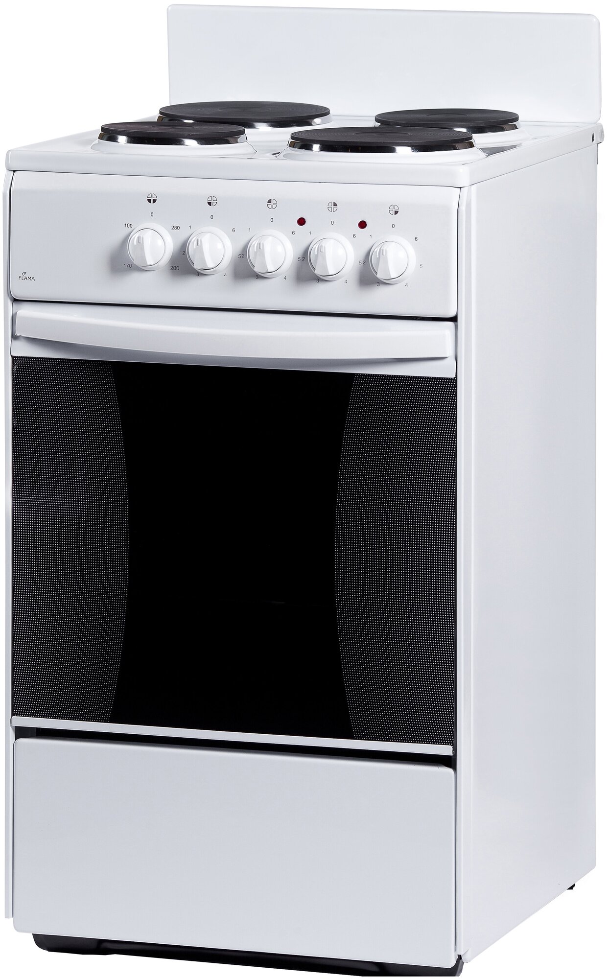 Плита AE 1402 W, электрическая, 4 конфорки, 50 л, эмаль, без гриля, белая