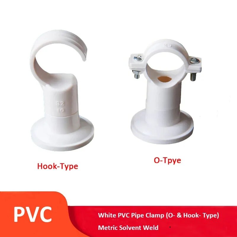 Белый ПВХ хомут для труб 20-40 мм, 20mm (O-Tpye), 2 Pcs