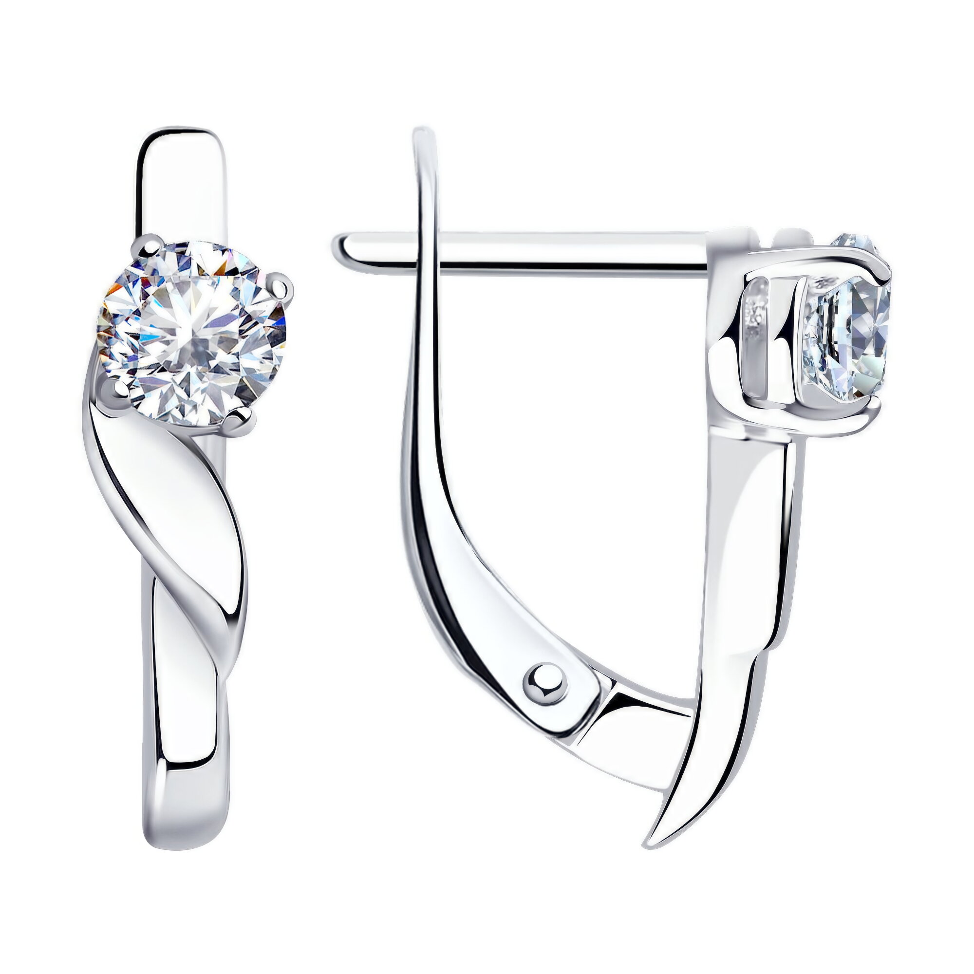 Серьги, серебро, 925 проба, родирование, фианит