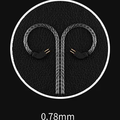 TRN Черный сменный кабель 0,75/0,78 мм 2-контактный 0.78mm 2Pin With Mic