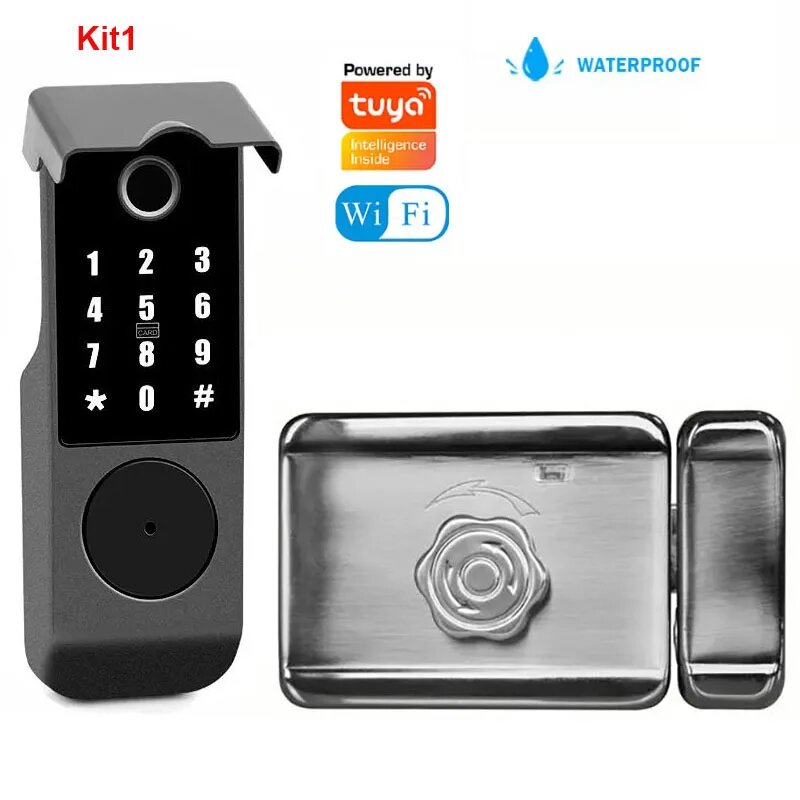 Электронный замок Kit1 черный, TUYA WIFI LOCK, водонепроницаемый
