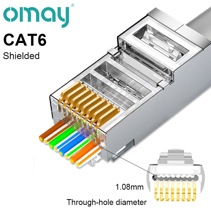 OMAY CAT6 Shielded RJ45 разъем, 10шт