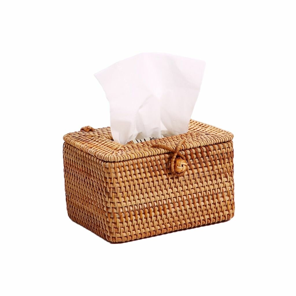 Элегантная коробка для салфеток из ротанга ручной работы, контейнер хранения салфеток, настольная туалетная бумага