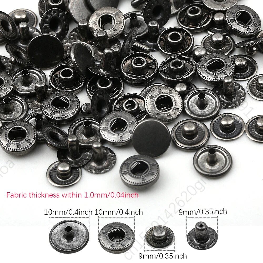 Металлические кнопки-застежки WORTHOFIRST Черный, 655-Gun black