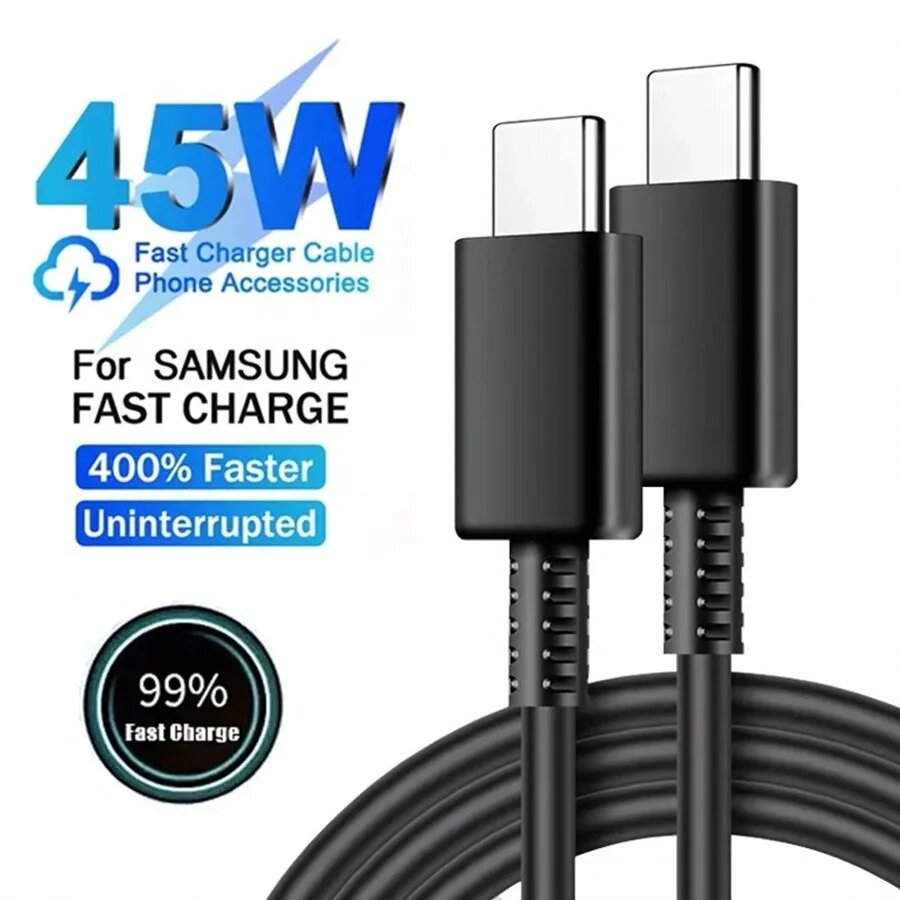 5A PD 45 Вт USB C Кабель для сверхбыстрой зарядки типа C для Samsung S21 FE S22 Plus S23 S24 Ultra Note 20 A14 A15 A33 A34 A53 A54 A55 2 м