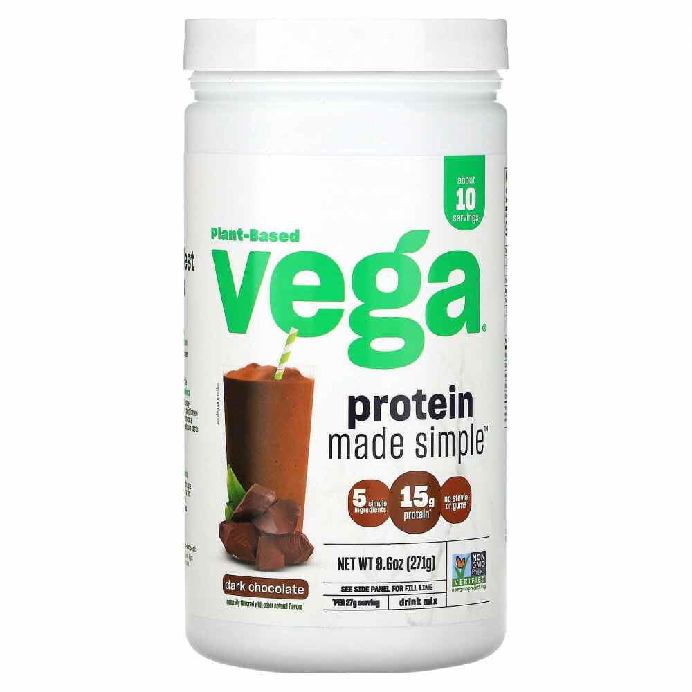 Vega, Essential Protein Made Simple, растительный протеин, со вкусом шоколада, 271 г (9,6 унции)
