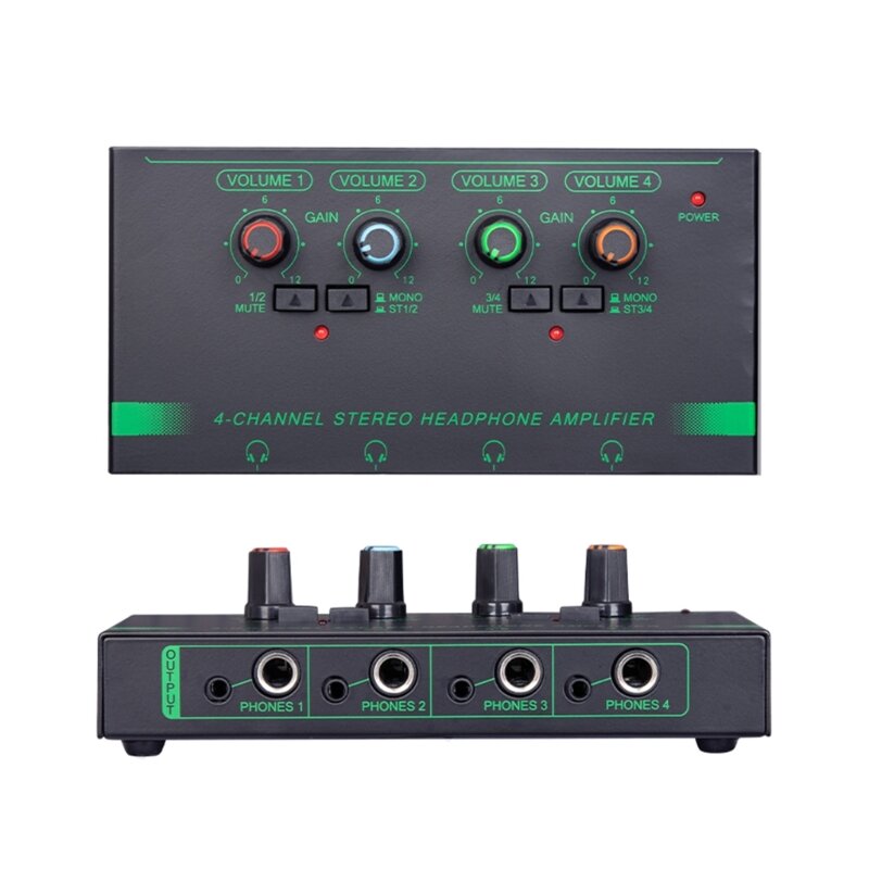 4/6-канальный стереоусилитель для наушников, 4 порта x3,5 мм, x 6,35 металлический аудиовыход, несколько