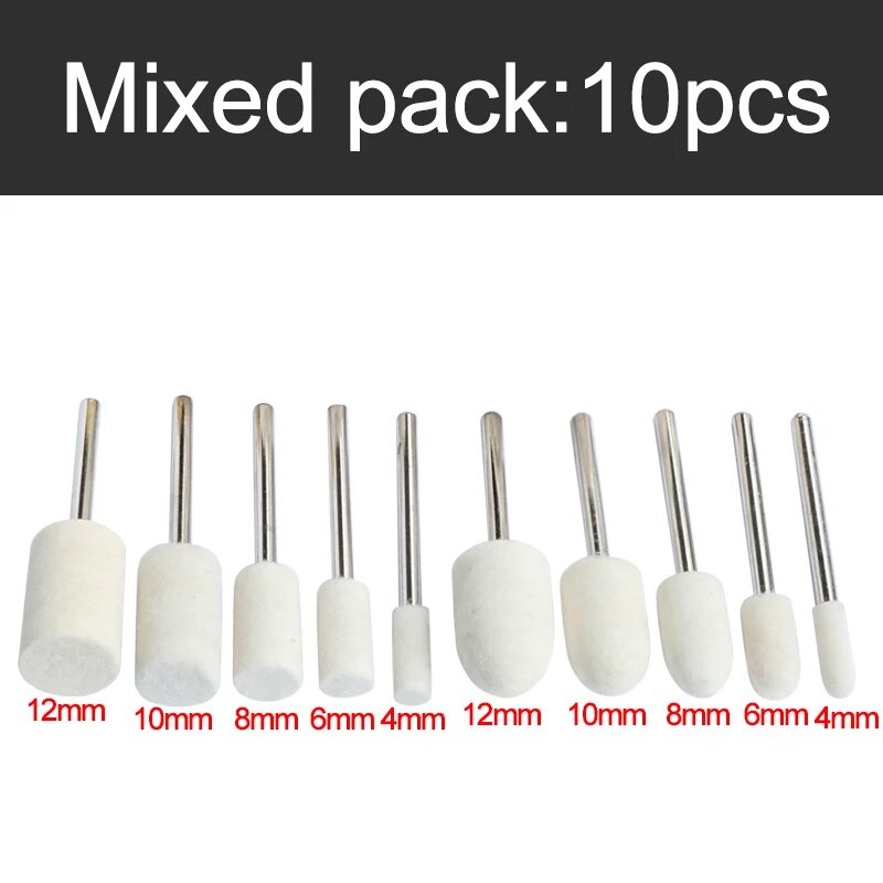 10 шт, шерстяной фетр, полировальный круг, наружный диаметр 3-20 мм, шлифовальная mix, mix 10pcs