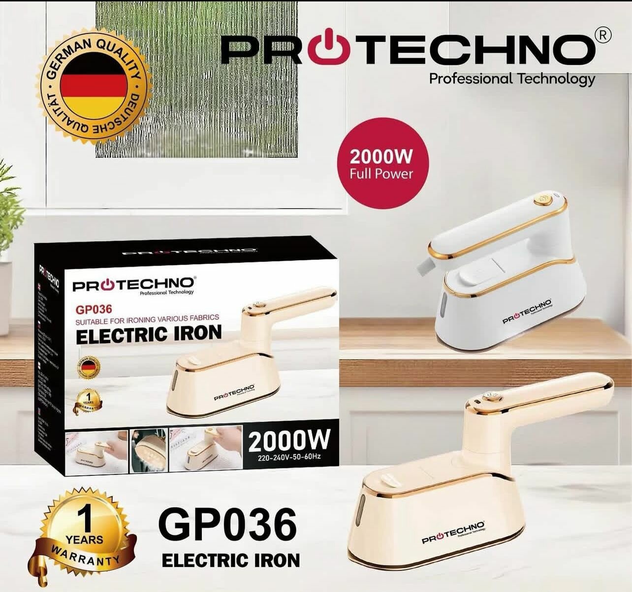 Ручной отпариватель PROTECHNO, 2000Вт, регулировка подачи пара