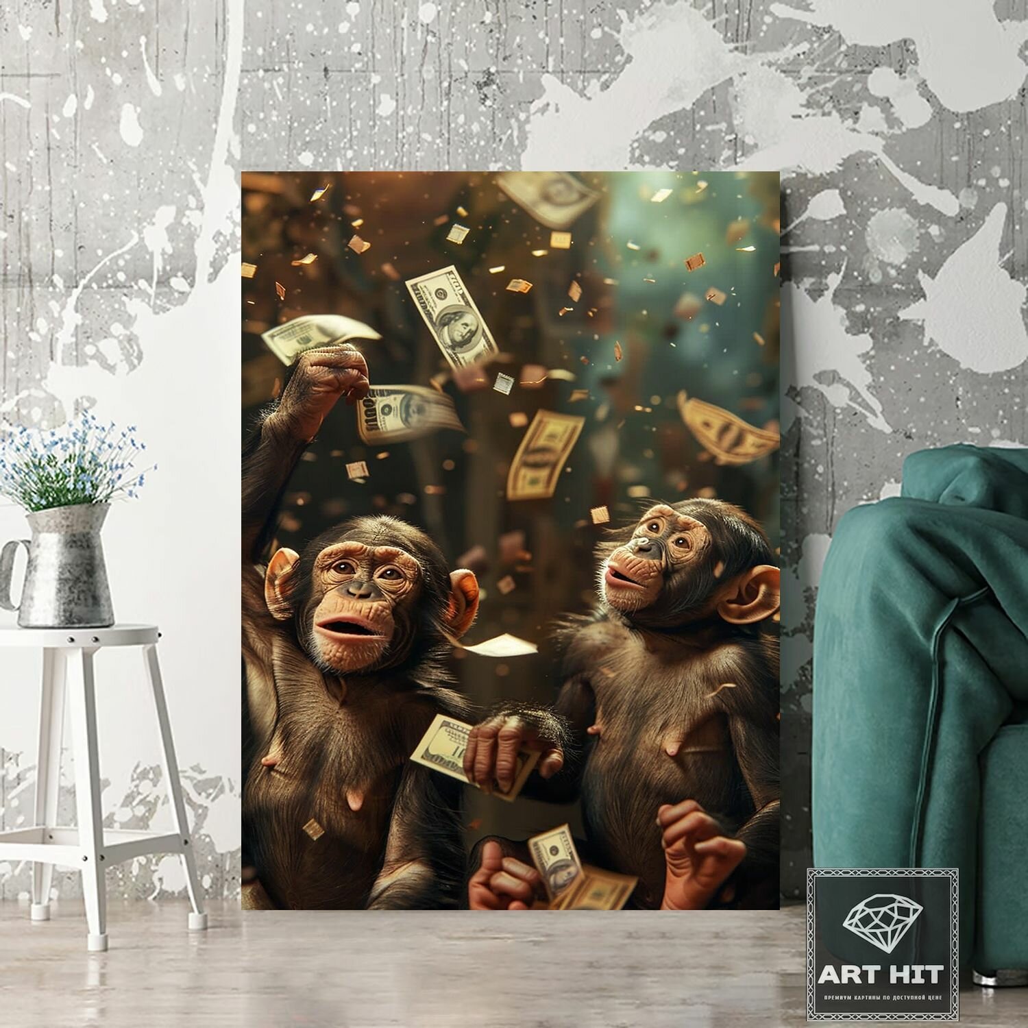 Картина 3 обезьяны, 30х40 см.